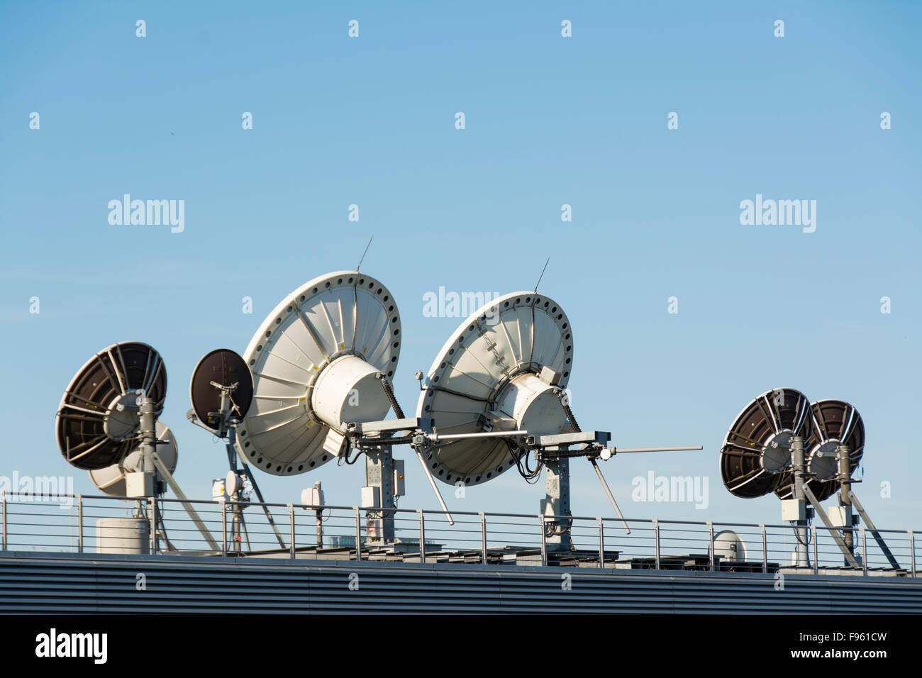 Communications dishes on rooftop, Berlin, Germany Stock Photo - Alamy