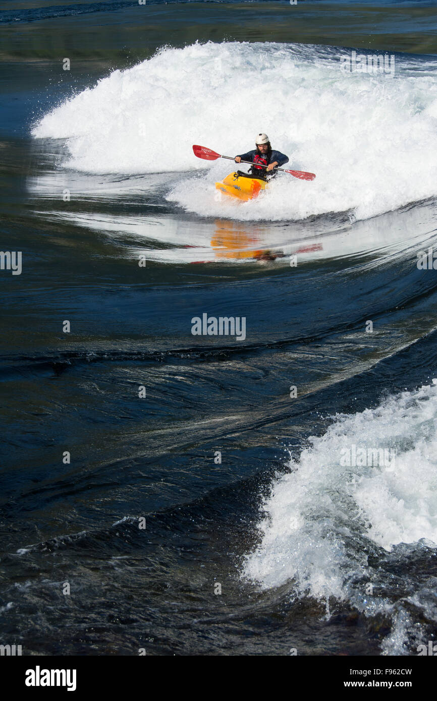 Whitewater kayakers on flood tide at Skookumchuck Narrows, Sechelt ...
