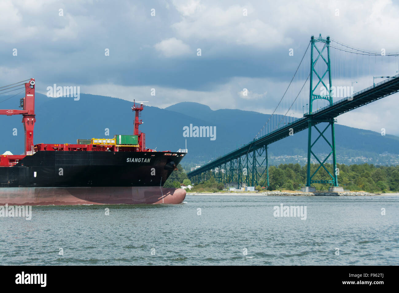 Large Ship bow, Lions Gate Bridge, Vancouver, British Columbia, Canada ...