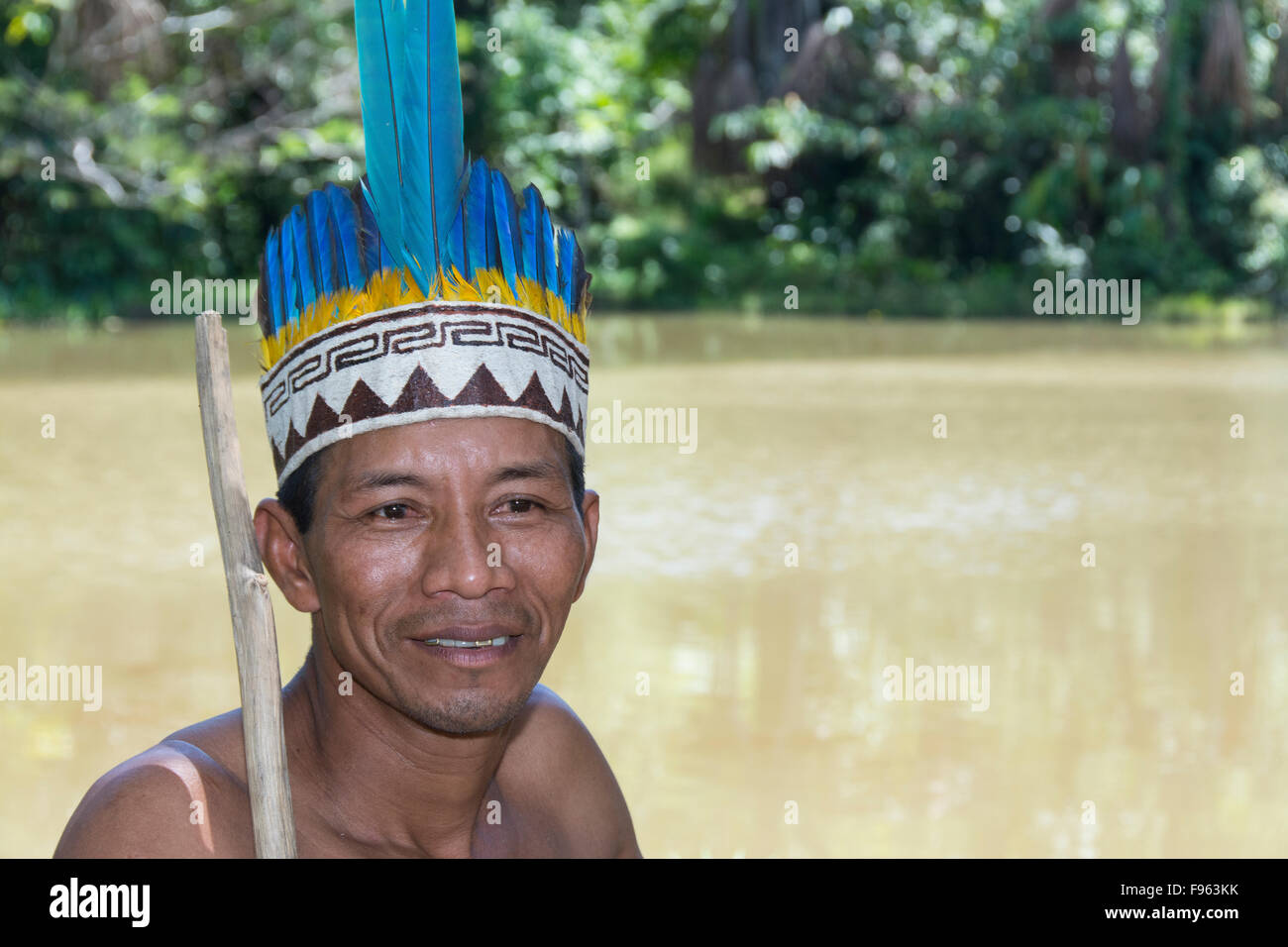 Indiginous Bora villagers at Kapitari village, near Manacamiri, Amazon ...
