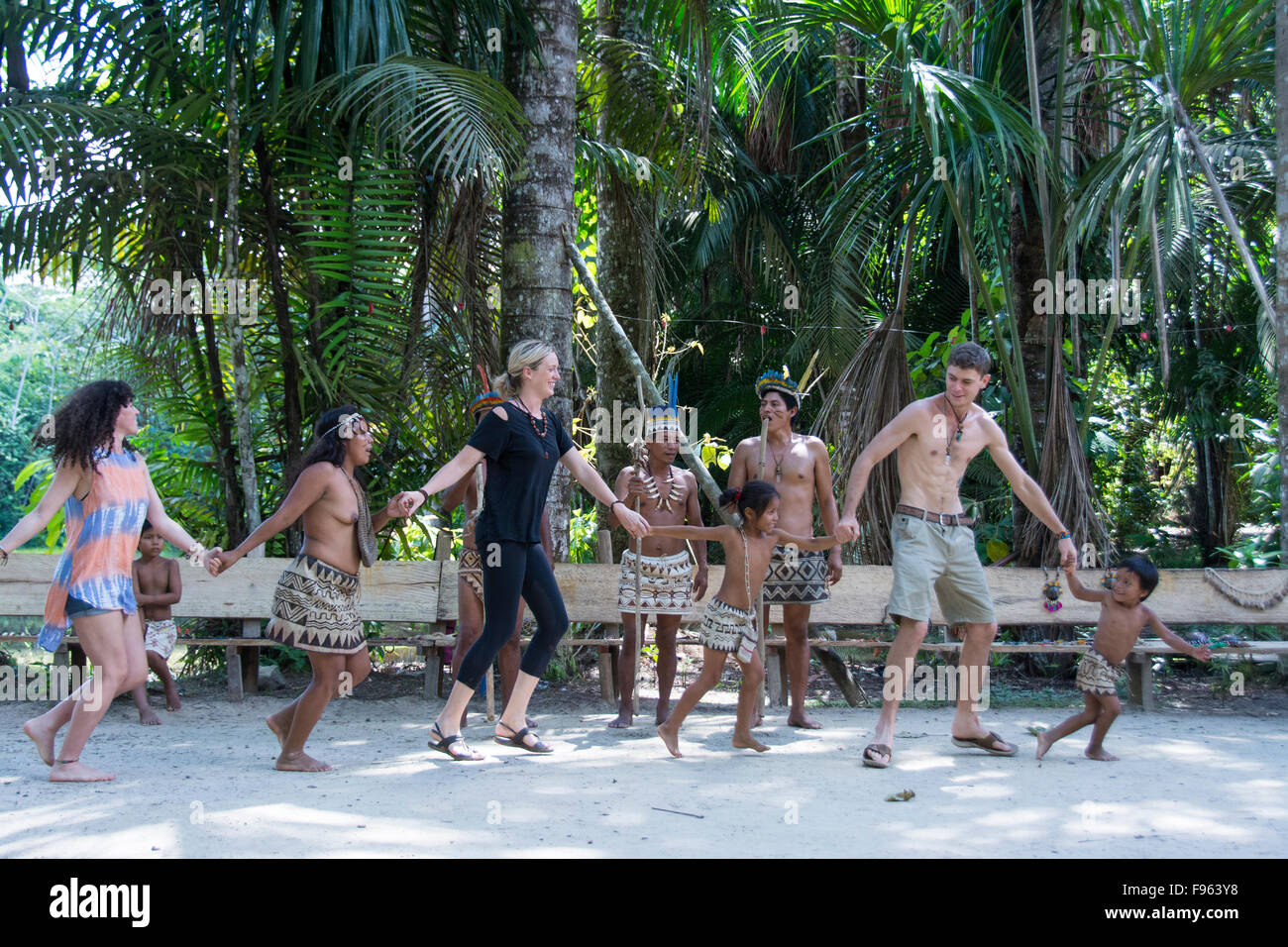 Indiginous Bora villagers at Kapitari village, near Manacamiri, Amazon ...