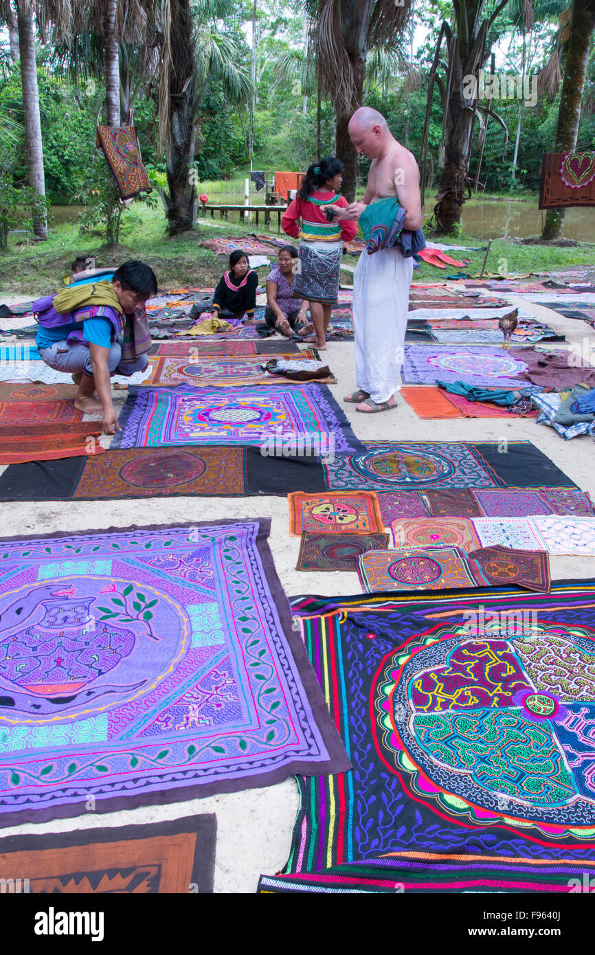Ayahuasca embroidery at Kapitari village, near Manacamiri, Amazon River ...