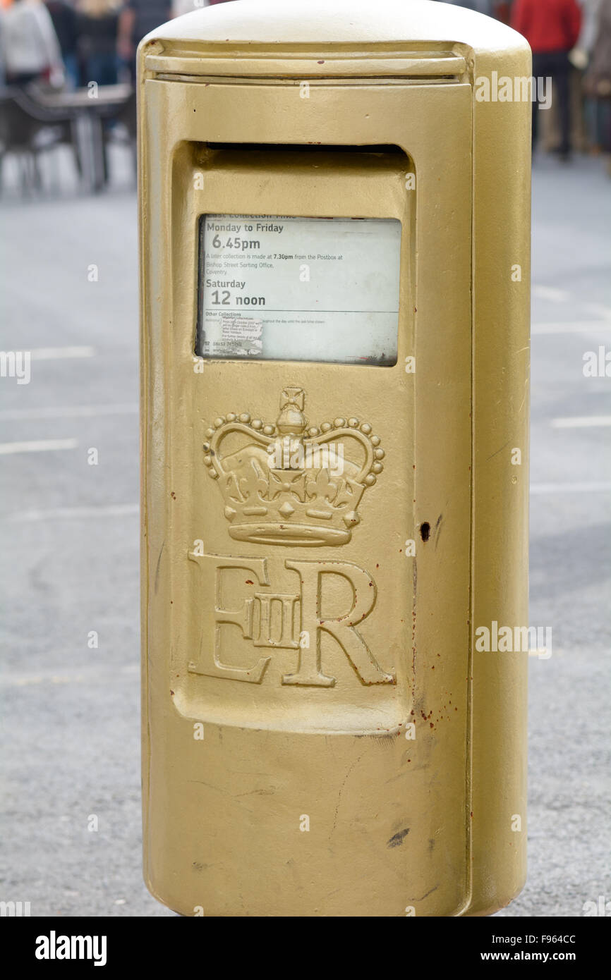 Gold post boxes - a legacy of the 2012 London Olympics in Stratford ...