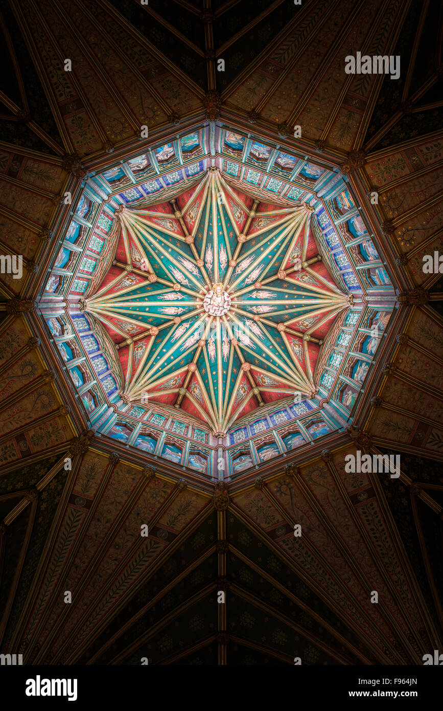 The central wooden octagonal tower in the medieval christian cathedral ...