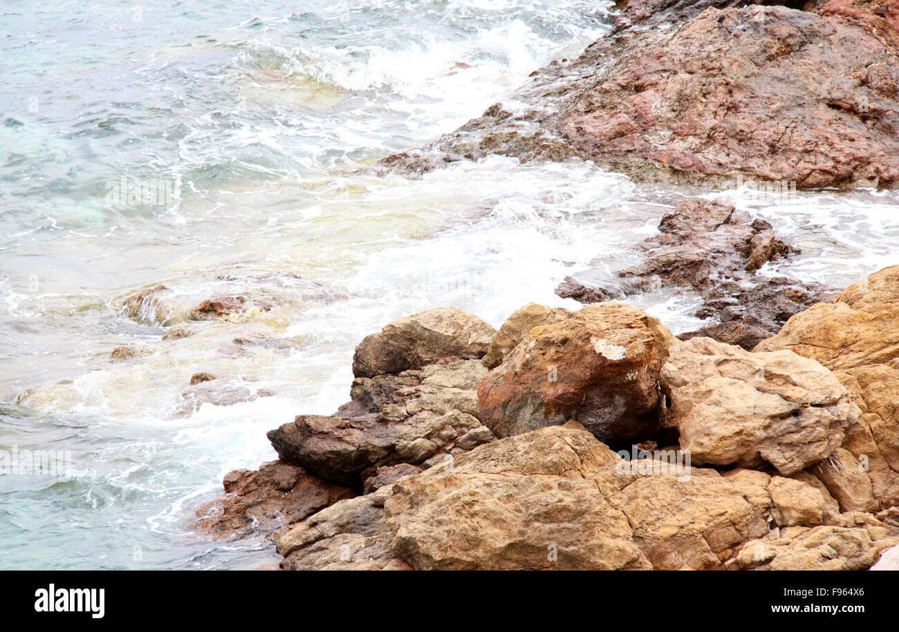 Waves on the Greek seashore Aegean sea Stock Photo - Alamy