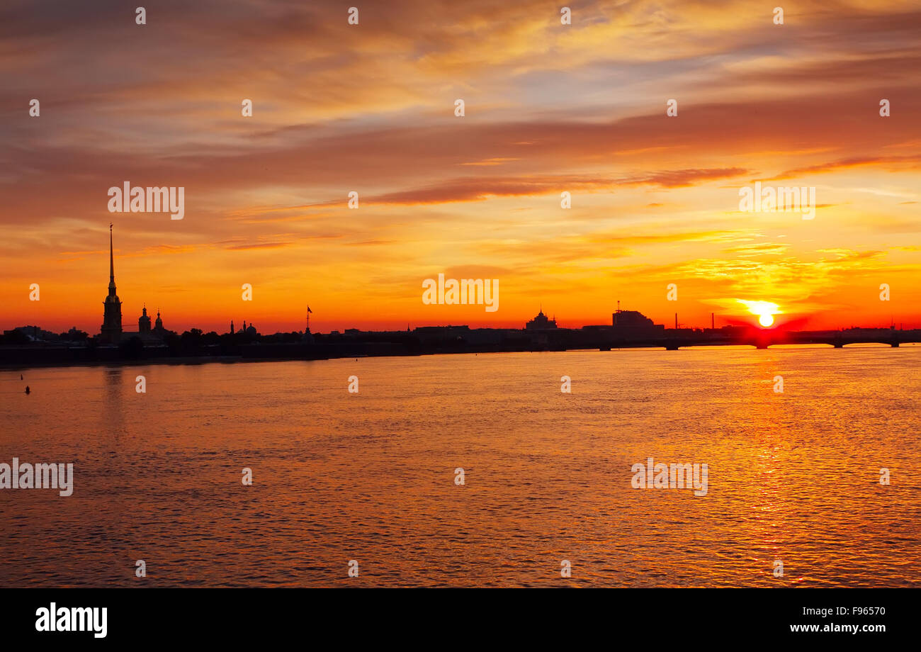 View of St. Petersburg. Peter and Paul Fortress in summer dawn Stock ...