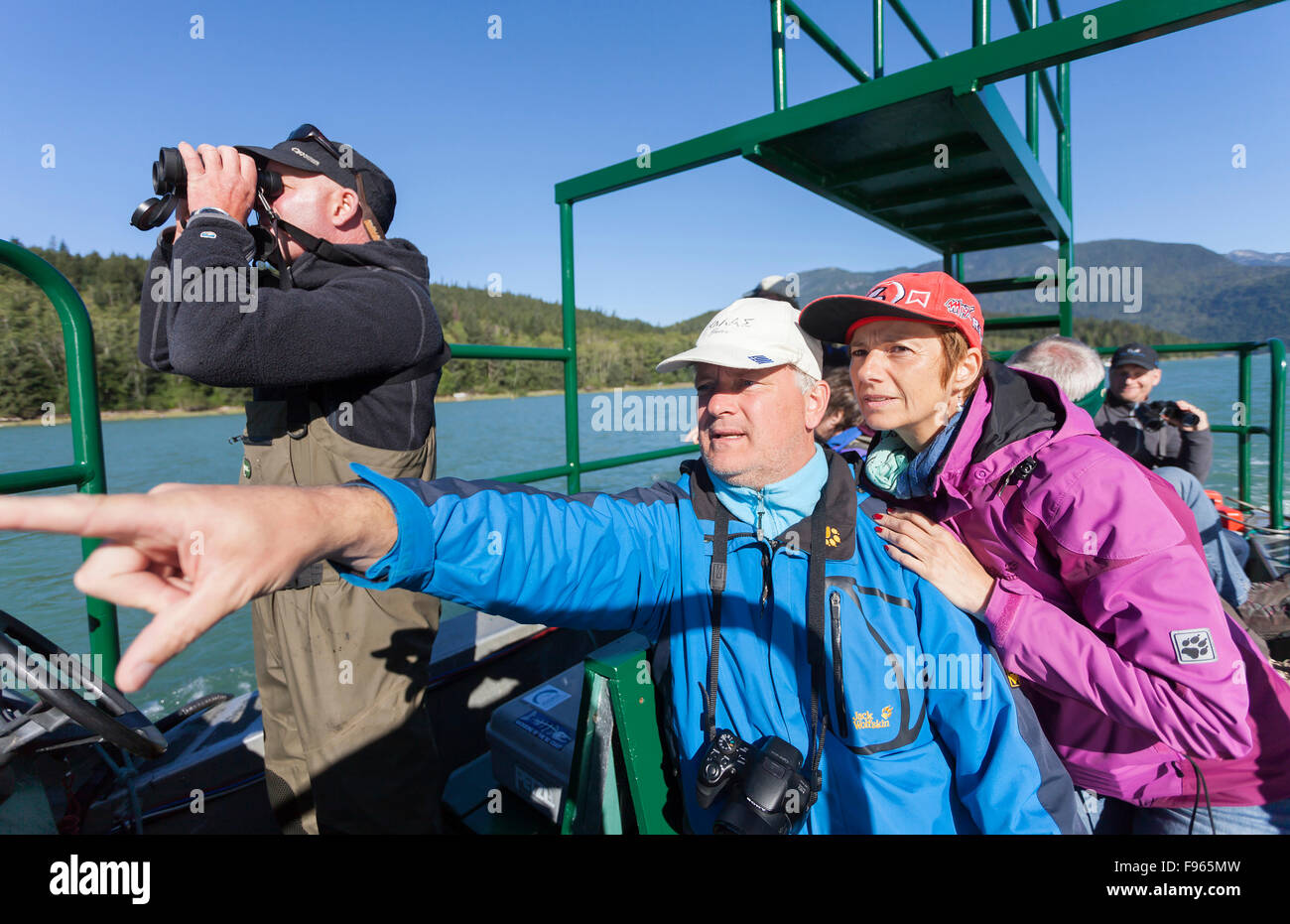 Intent participants onboard a bear watching tour boat in Knight Inlet ...