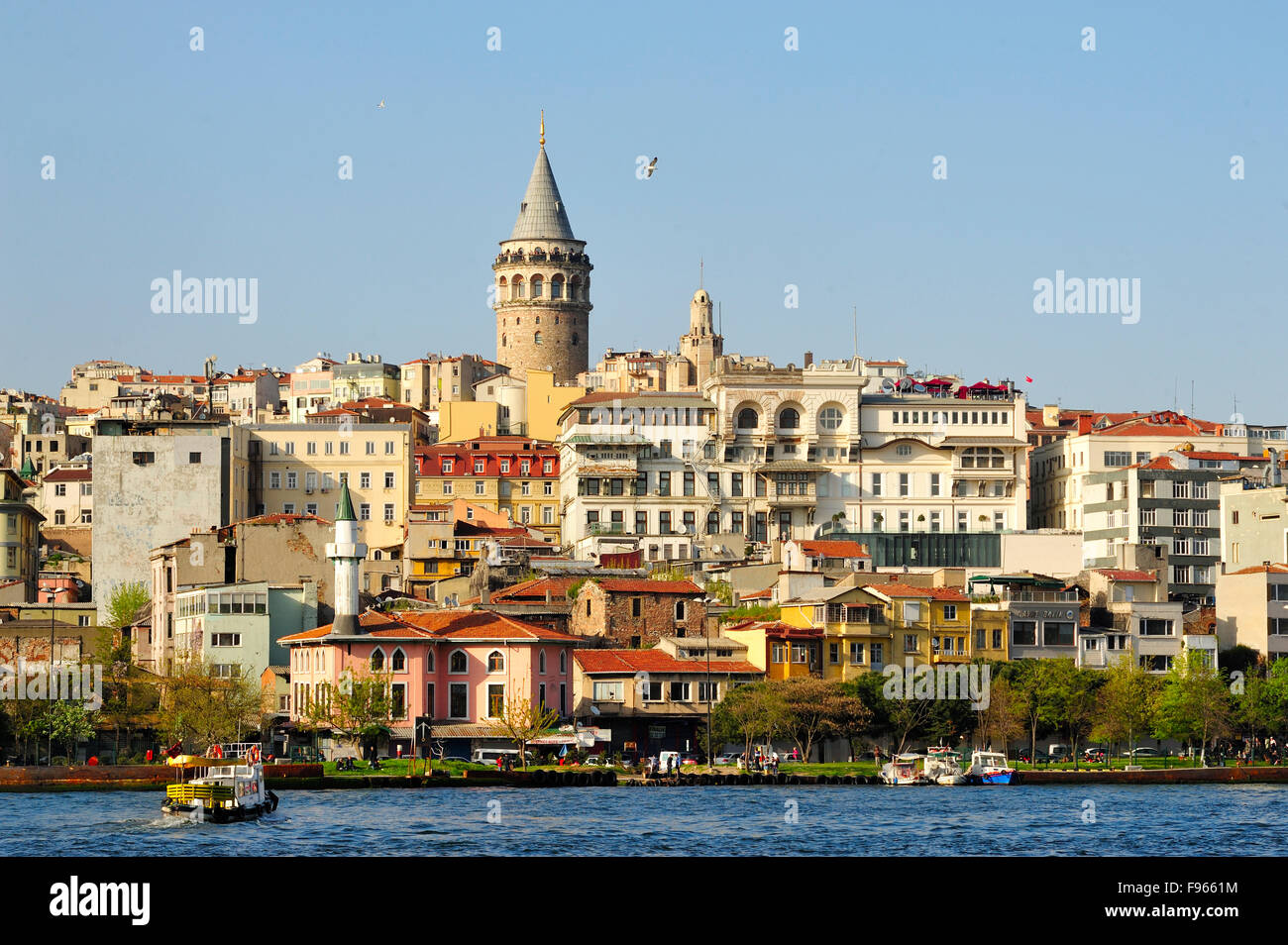Beyoglu area viewed from Eminönü docks, Istanbul, Turkey Stock Photo ...