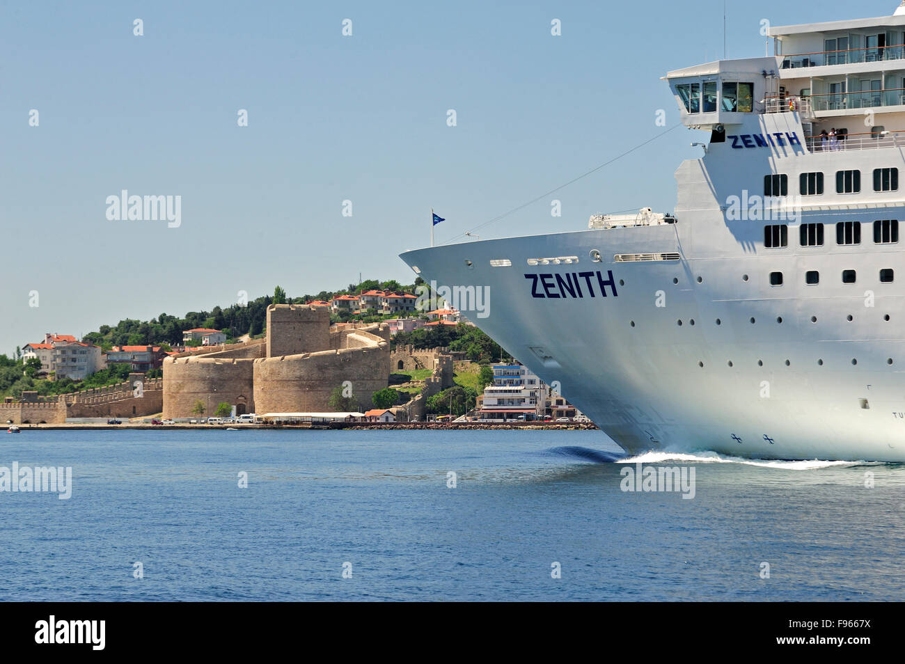 cruise ship Zenith in the Dardanelles with Kilitbahir in background ...