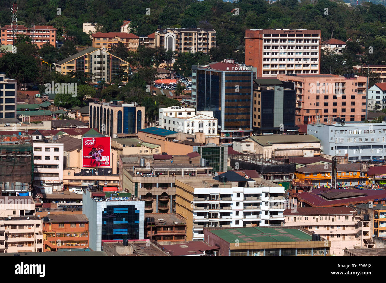 Kampala CBD view looking east from Kampala Hill, CBD, Kampala, Uganda ...