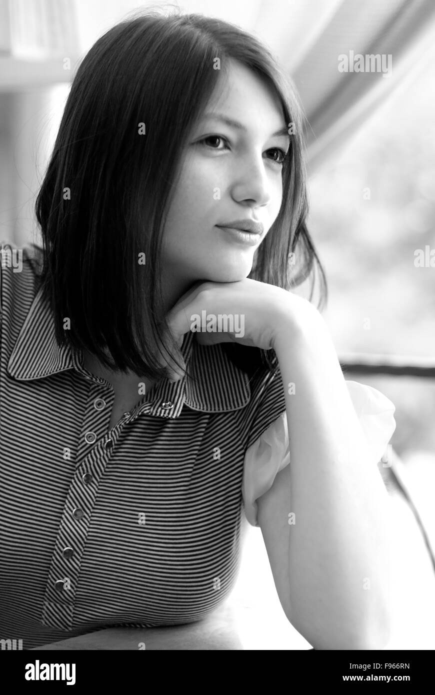 Face woman eyesight Black and White Stock Photos & Images - Alamy