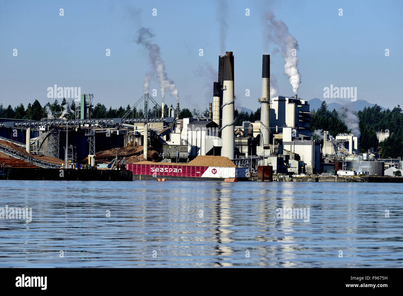 An image of a working pulp mill on the waterfront harbour at Nanaimo ...