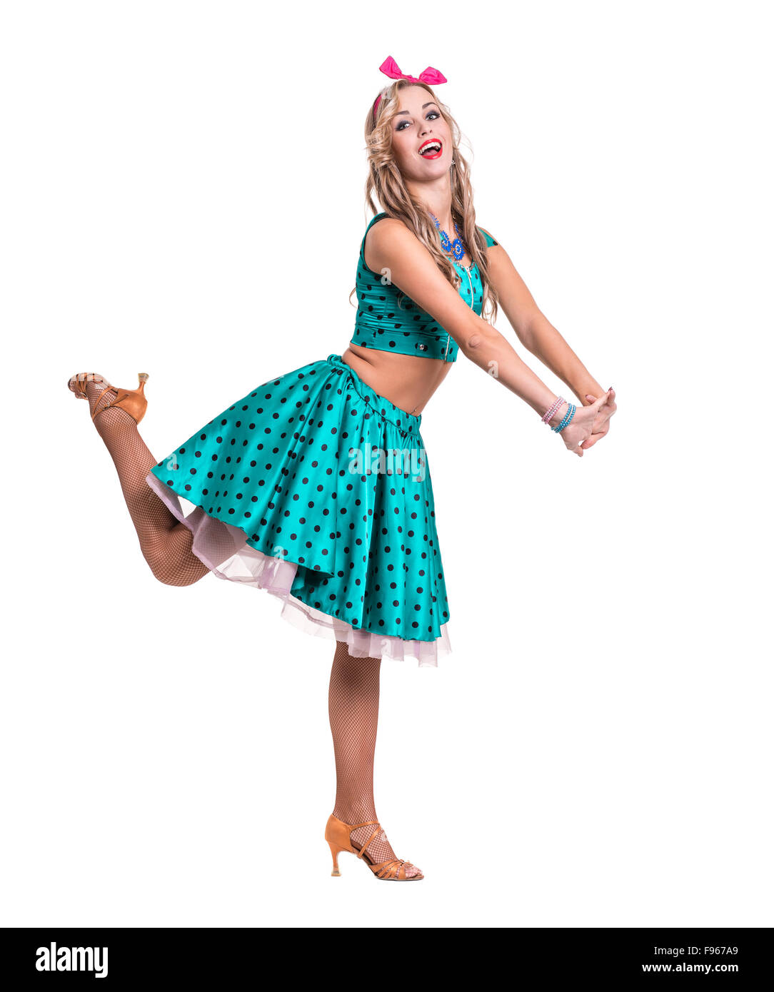 Disco dancer showing some movements against isolated white Stock Photo ...