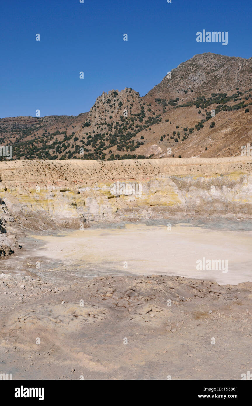 active volcano caldera on Nisyros Island, Dodecanese, Greece Stock ...