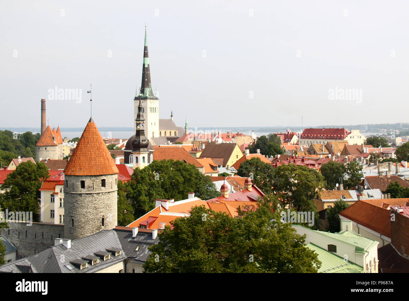 Old Tallinn panorama with Baltic sea on background Stock Photo - Alamy