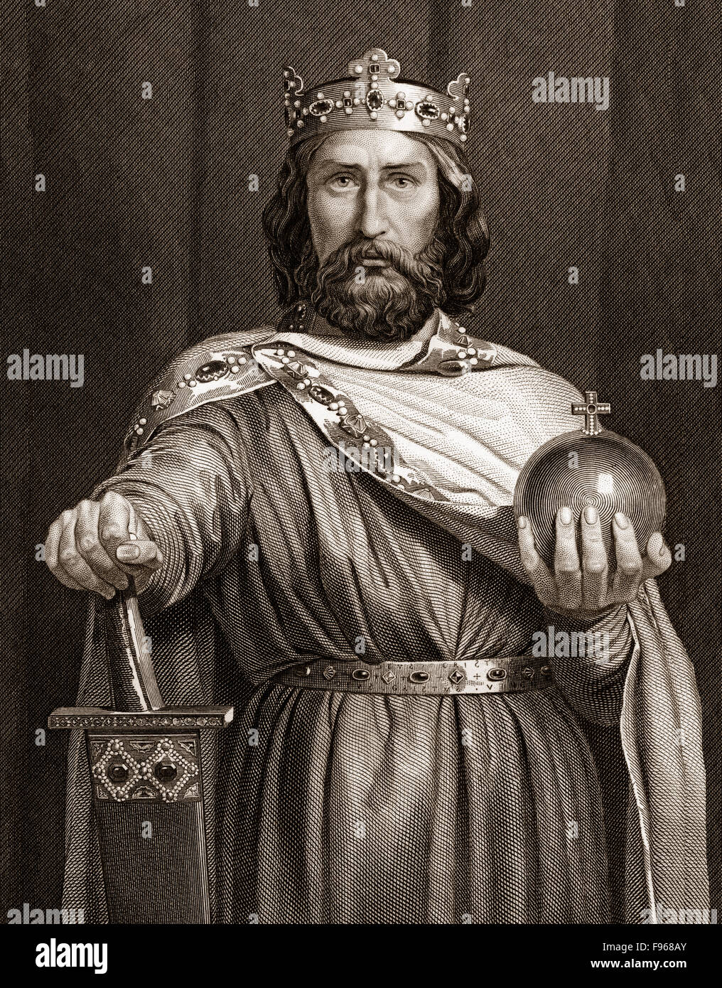 Charlemagne, wearing the Imperial Regalia, Charles the Great or Carolus ...