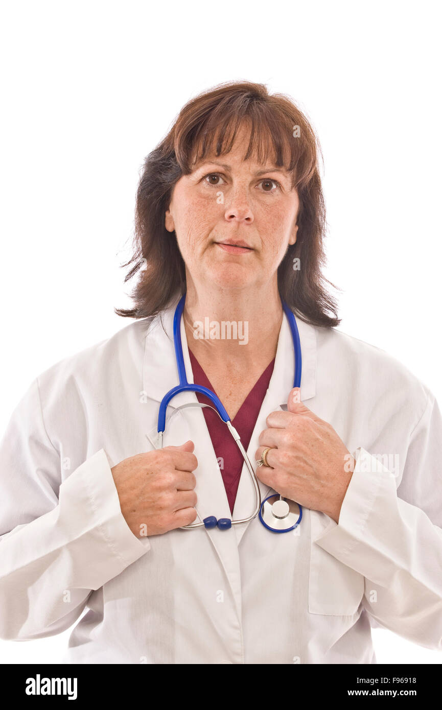 Tired angry or frustrated female doctor Stock Photo - Alamy