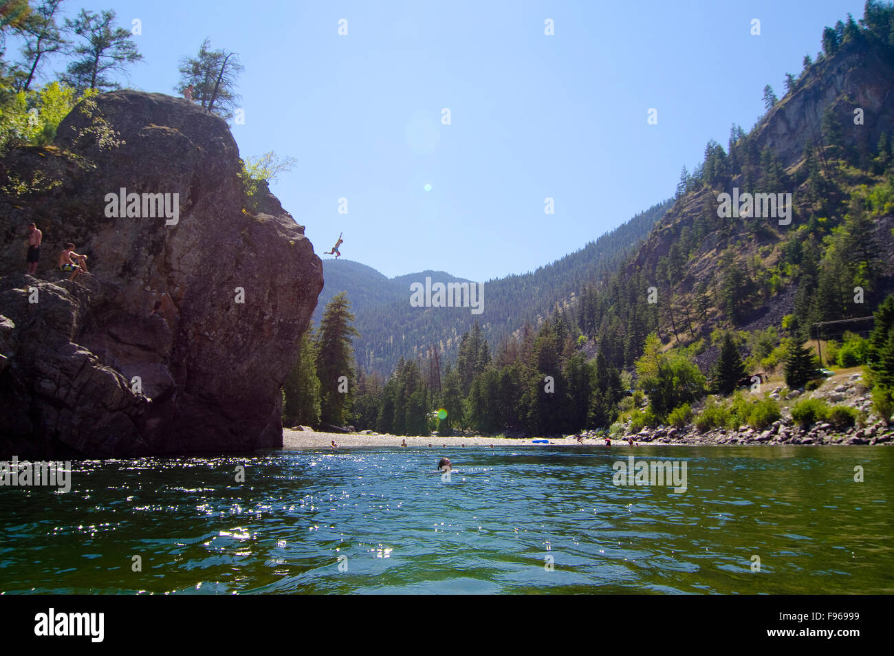 Jumping off Bromley Rock into the Similkameen River, Bromley Rock ...