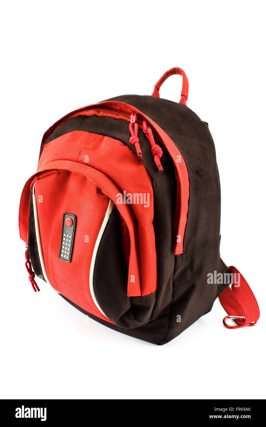 Red backpack isolated on white Stock Photo - Alamy