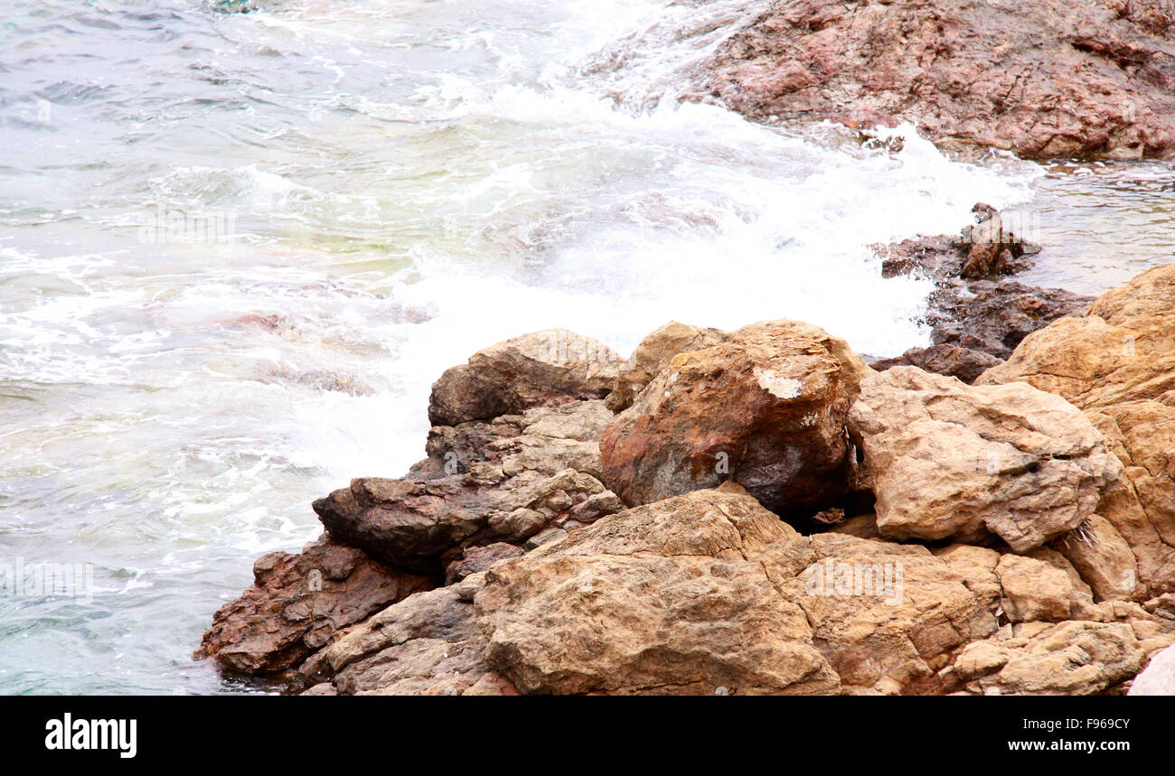 Waves on the Greek seashore Aegean sea Stock Photo - Alamy