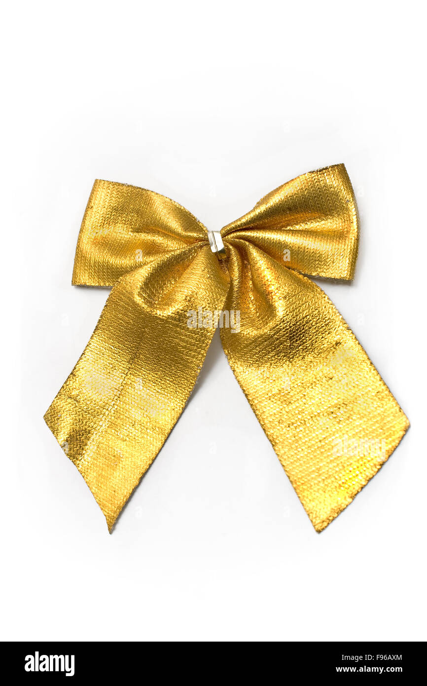 Yellow gold ribbon bow Cut Out Stock Images & Pictures - Alamy