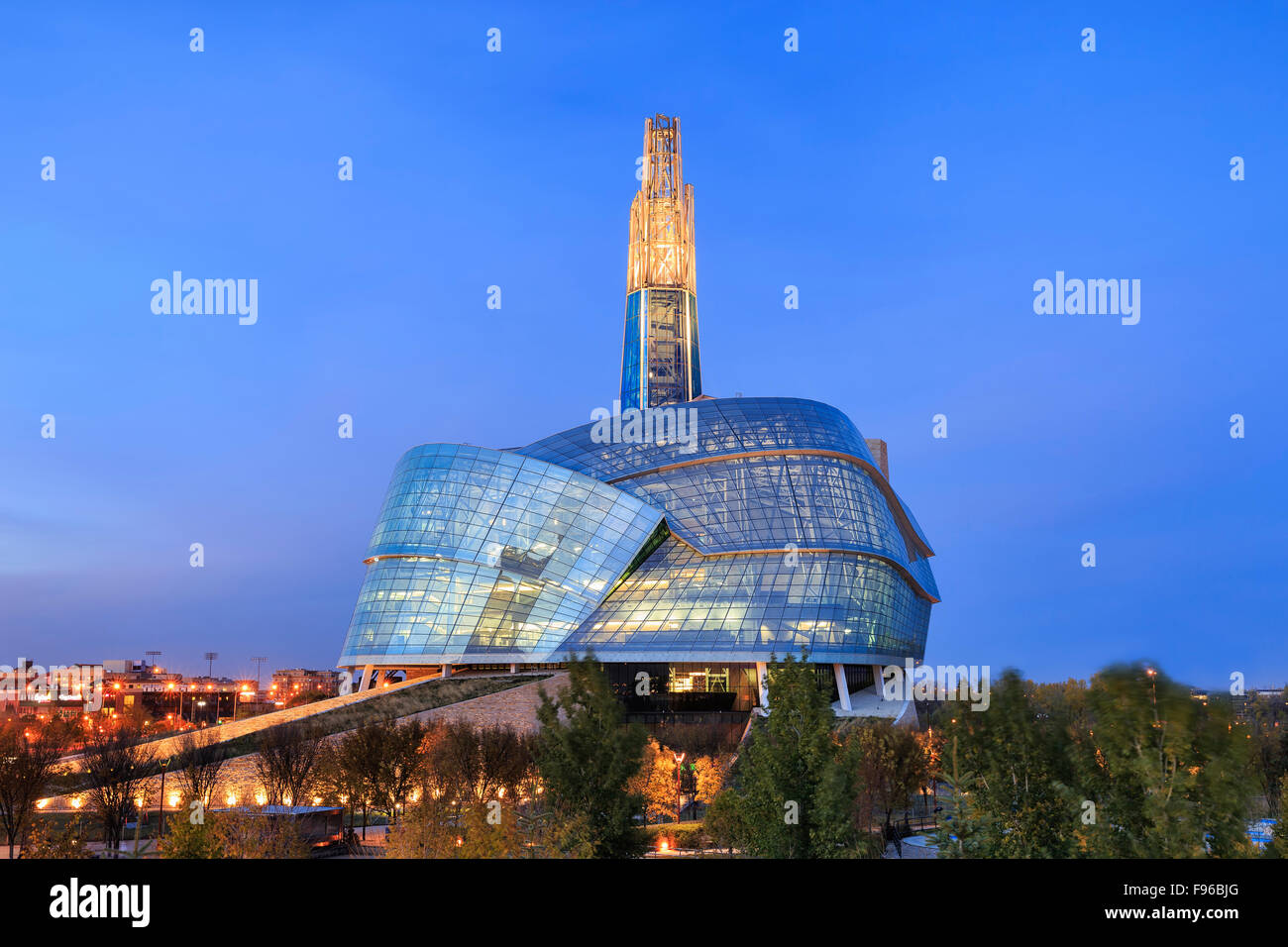 Canadian Museum for Human Rights at night, Winnipeg, Manitoba, Canada ...