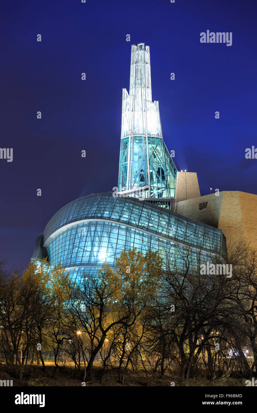 Canadian Museum for Human Rights at night, Winnipeg, Manitoba, Canada ...