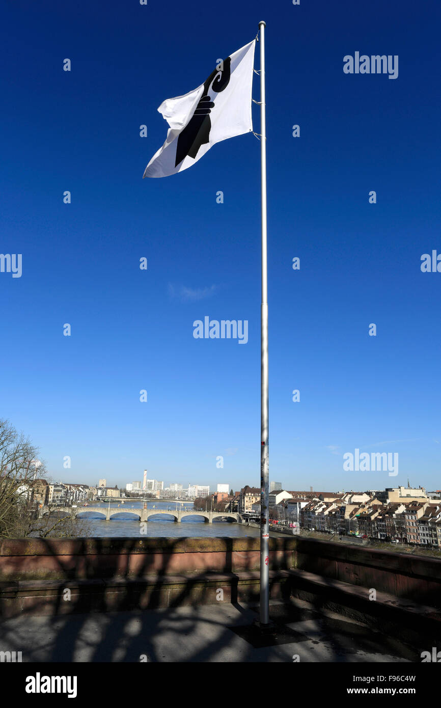 The flag of Basel, Canton Basel Stadt, Switzerland, Europe Stock Photo ...