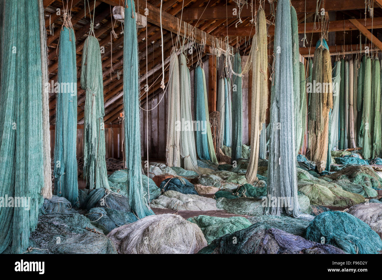 British Columbia, Canada, BC Coast, Tallheo Cannery, fish nets Stock ...