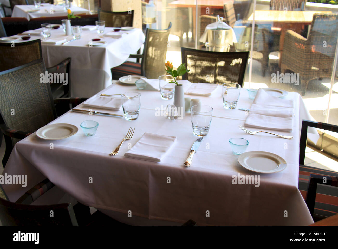 Restaurant table arrangement Stock Photo - Alamy