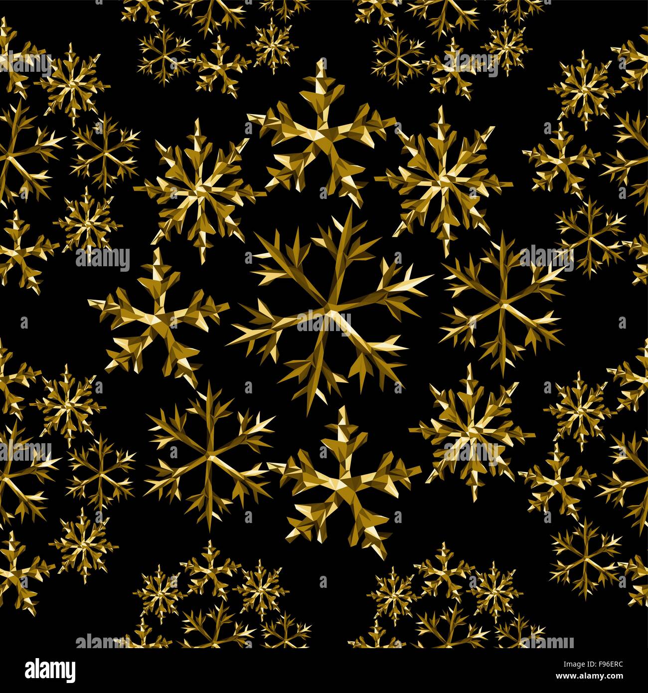 Winter gold low poly seamless pattern, snowflake concept background ...