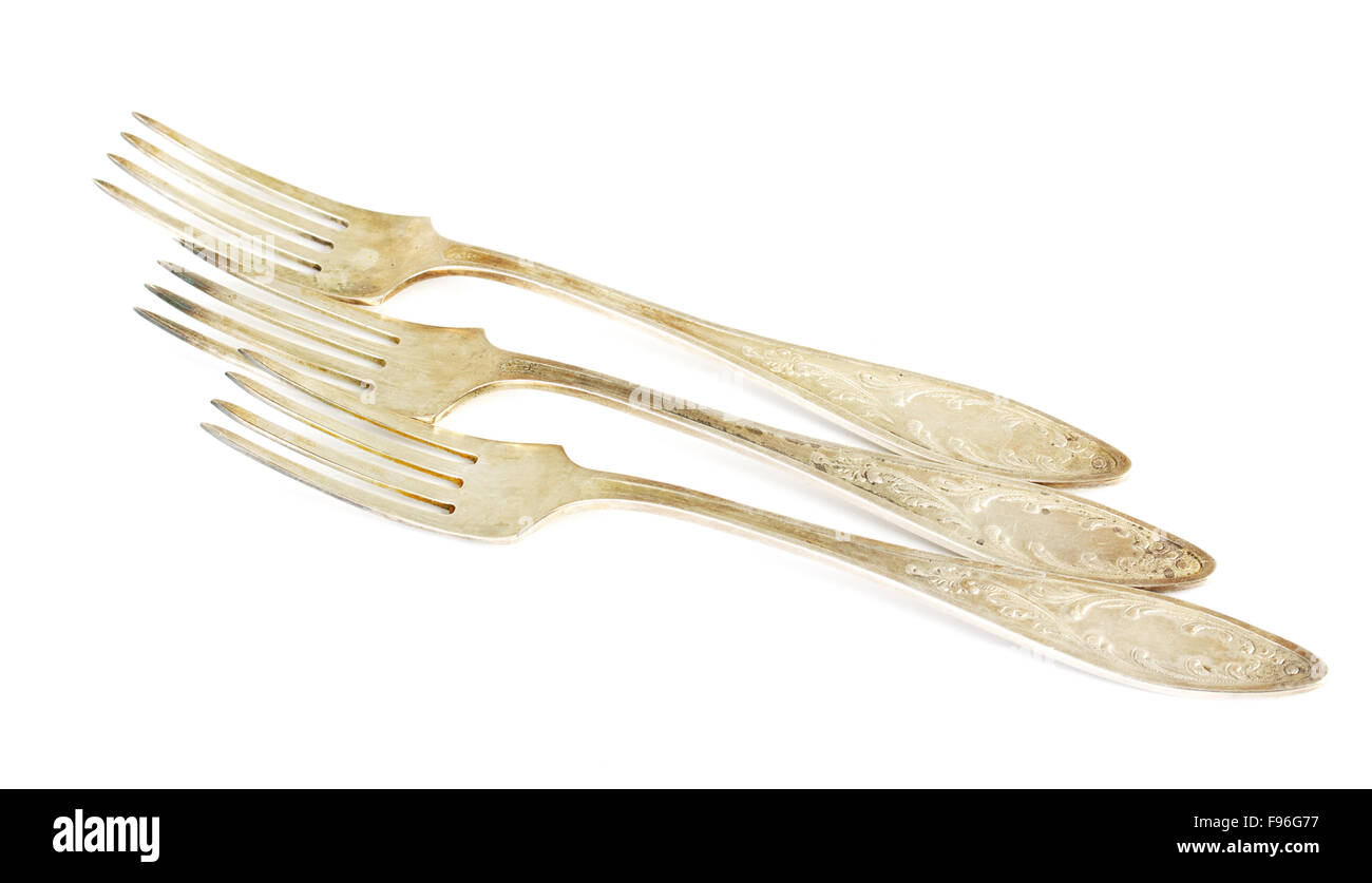 Silverware - fork. Isolated on white background Stock Photo - Alamy