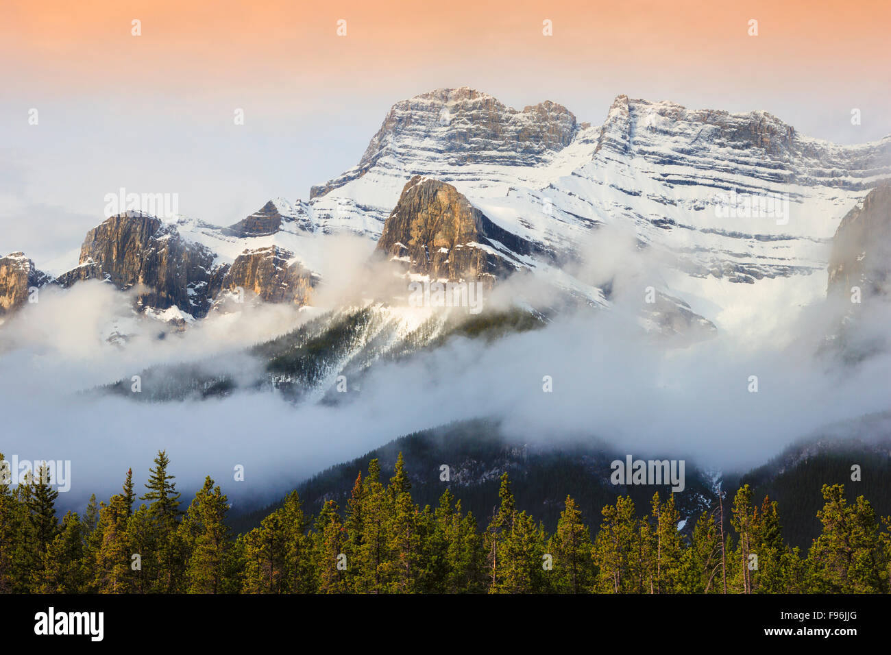 View of Mount Rundle, Banff National Park, Alberta, Canada Stock Photo ...