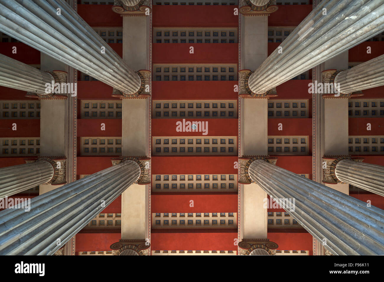 Columns with Doric ceiling construction, Propylaea, architect Leo von ...