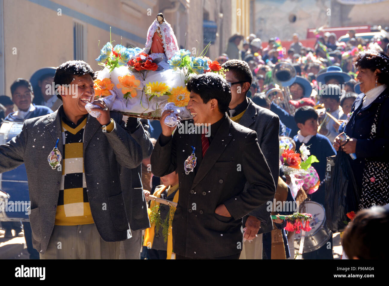 Procession during a fiesta in Colquechaca in Potosi, Bolivia Stock ...