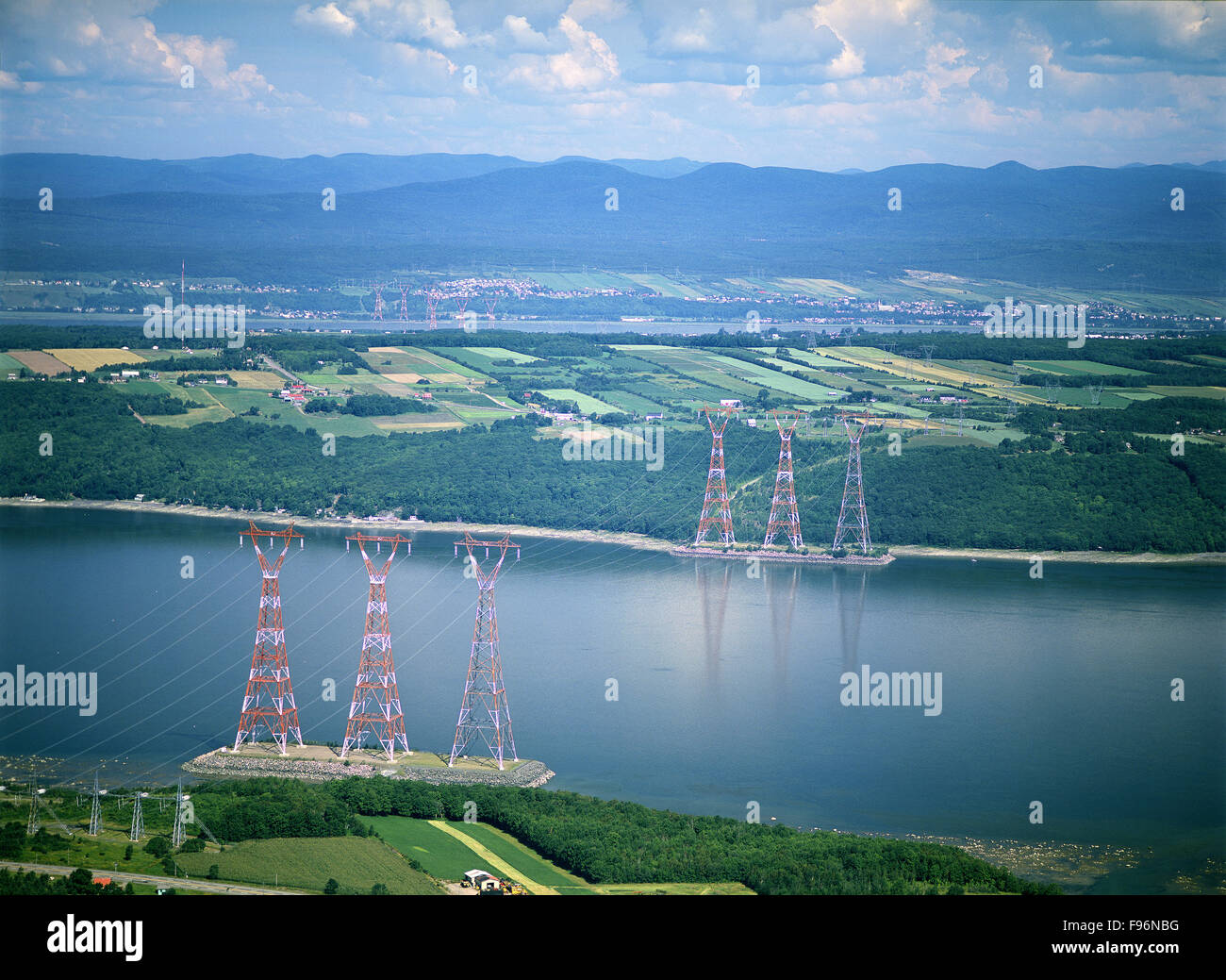 hydroelectric towers, lle d'Oreans, Quebec, Canada Stock Photo - Alamy