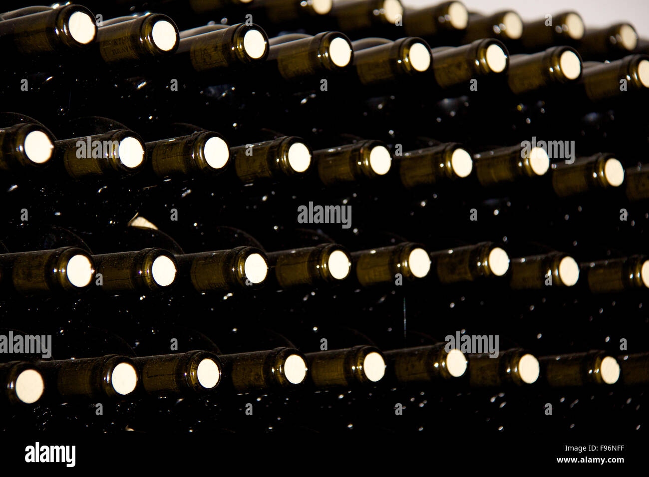 Bottles of wine in rows in wine cellar Stock Photo - Alamy
