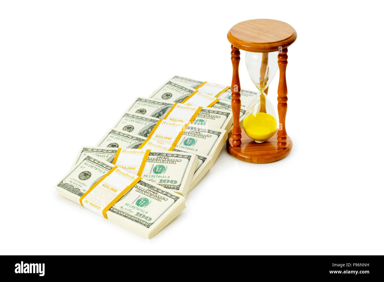 Time is money concept with dollars and hourglass Stock Photo - Alamy