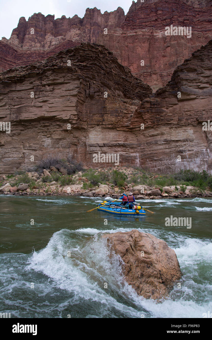 Rafters float south down the Colorado River, Grand Canyon, Arizona ...