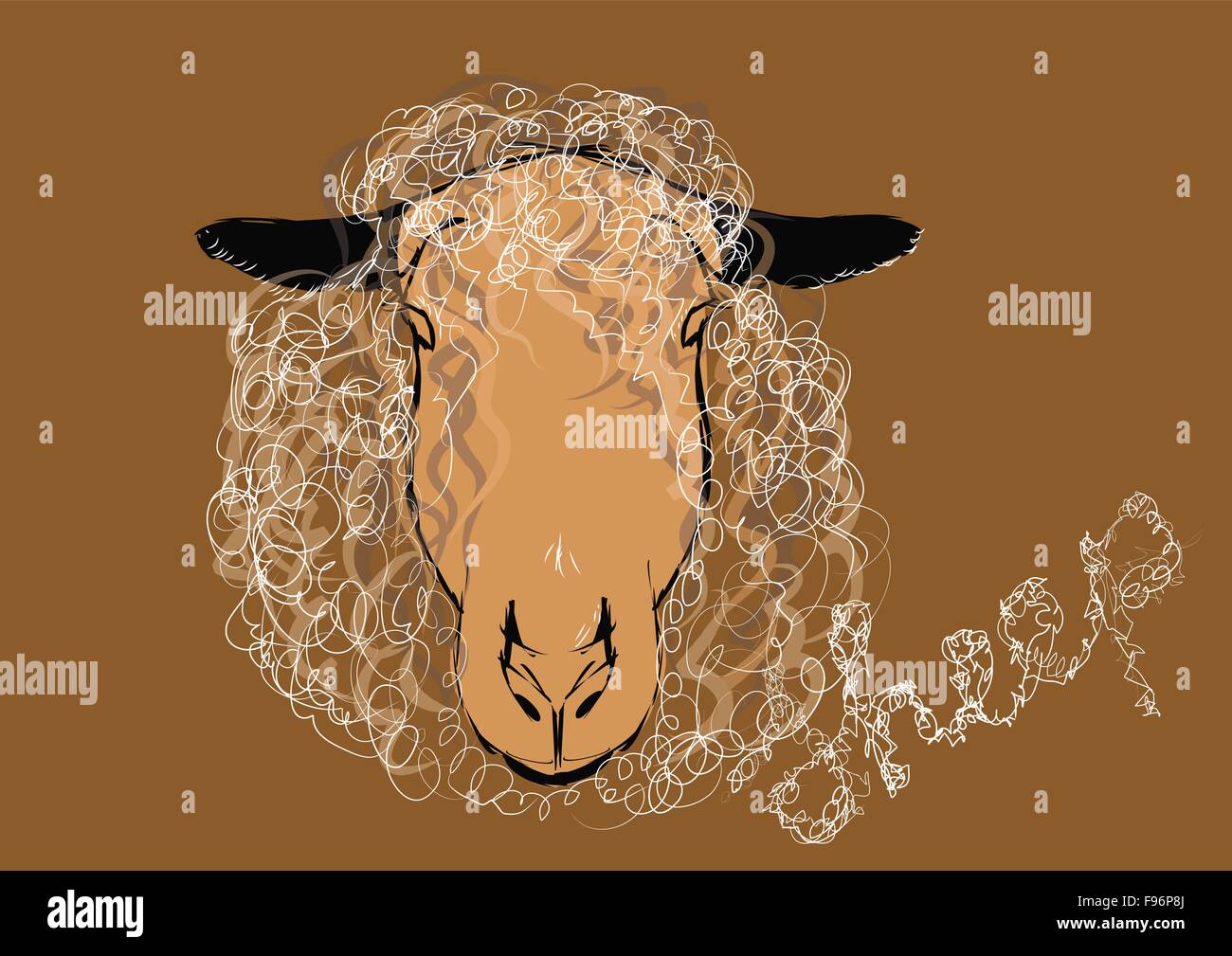 Domestic white ewe sheep Stock Vector Images - Alamy