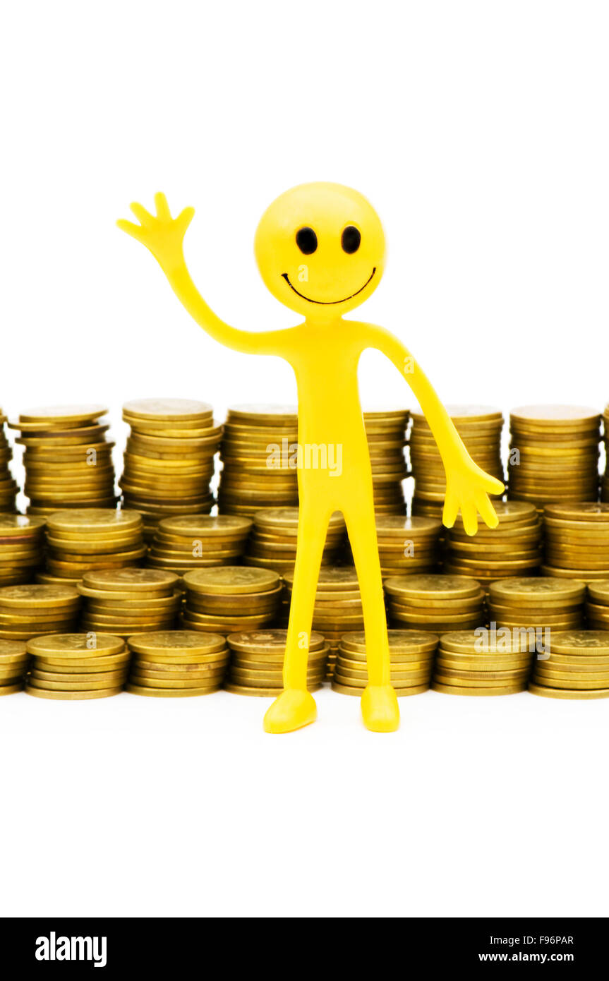 Smiley and coins isolated on the white Stock Photo - Alamy