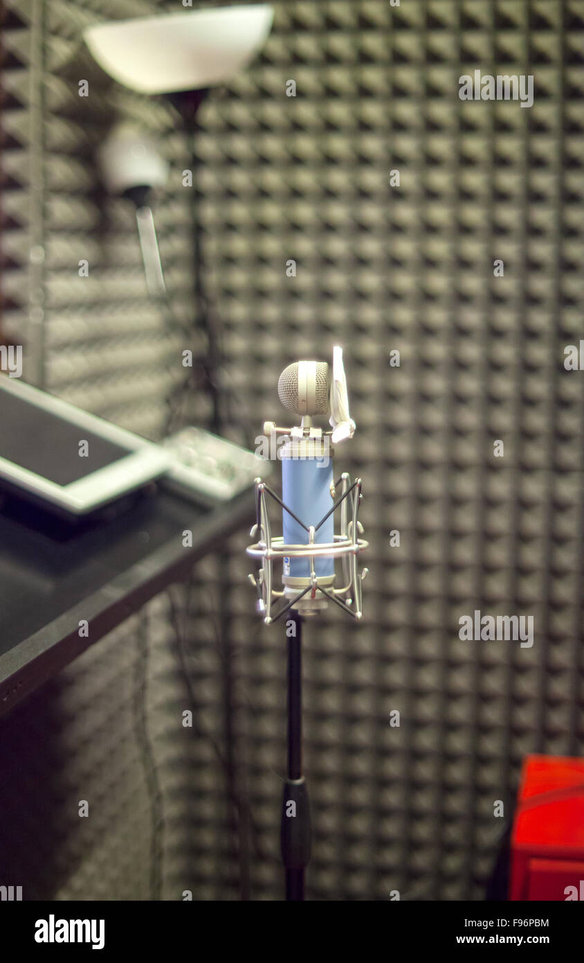 Photo of a microphone in the recording studios Stock Photo - Alamy