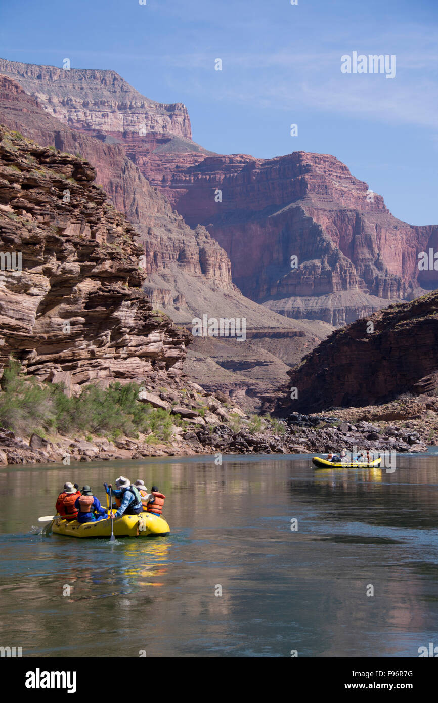 Rafters float the lower Colorado River, Grand Canyon, Arizona, United ...