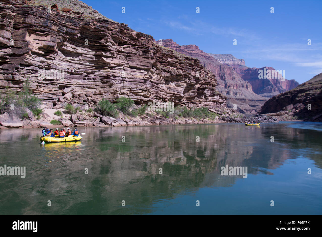 Rafters float the lower Colorado River, Grand Canyon, Arizona, United ...