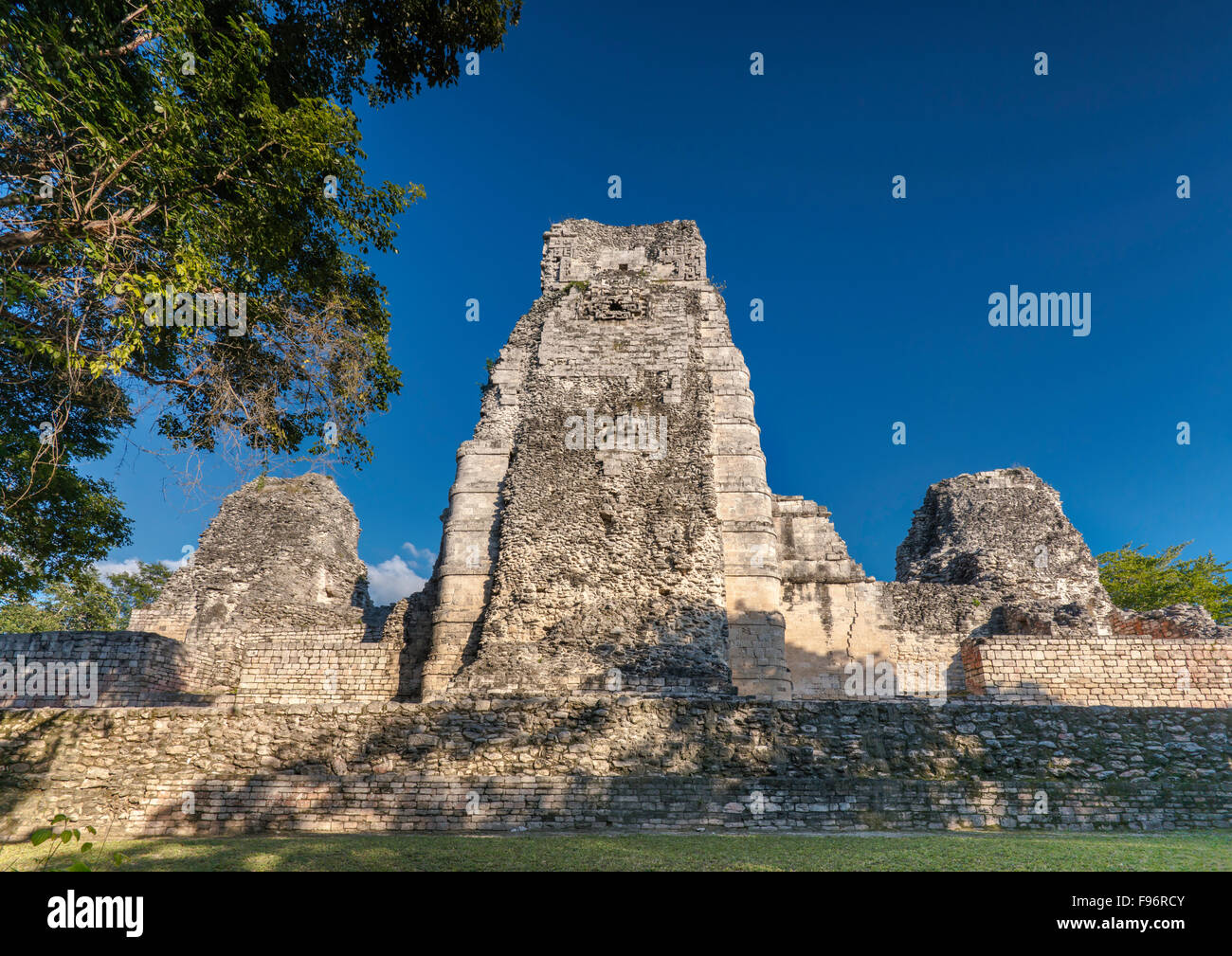 Estructura I, three-towered pyramid, Maya ruins at Xpuhil ...