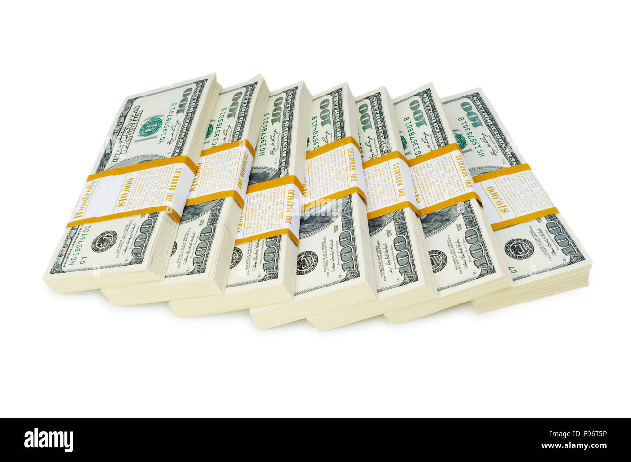 Stack of dollars isolated on the white Stock Photo - Alamy
