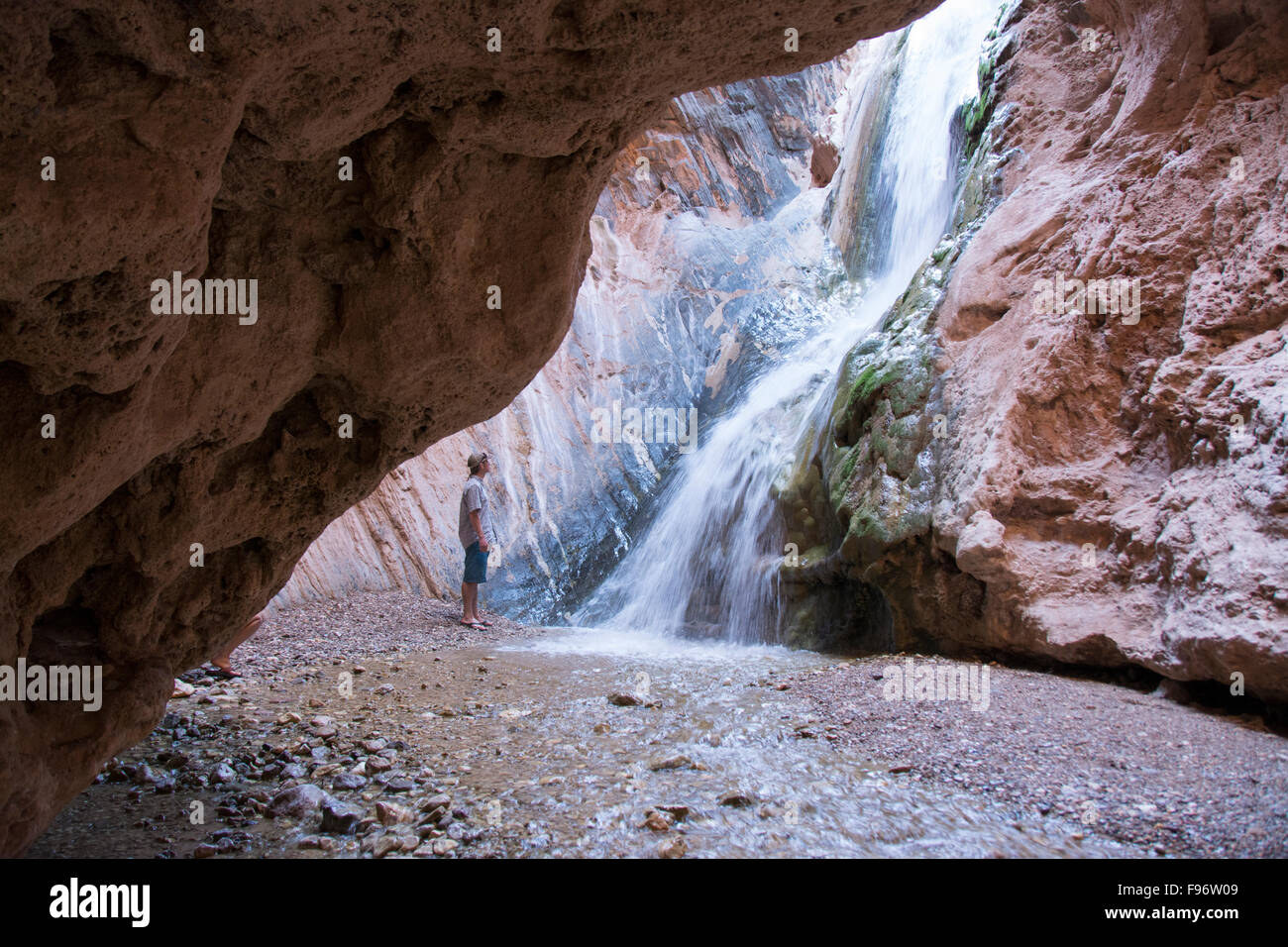 Waterfall in cavern near Colorado River, Grand Canyon, Arizona, United ...