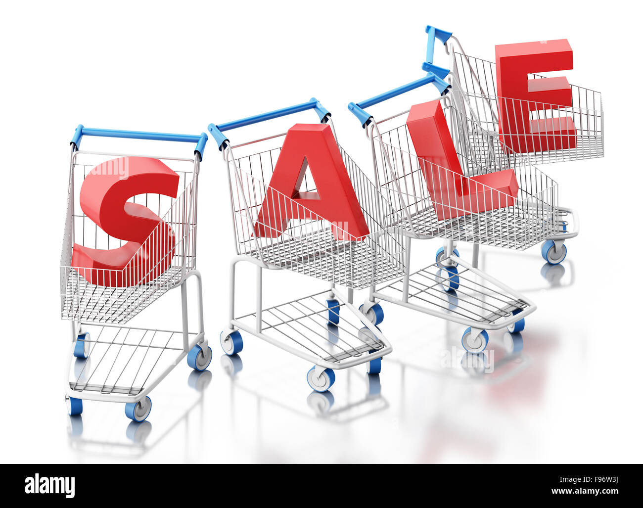 3d renderer illustration. Shopping cart. Sale concept. Isolated white ...