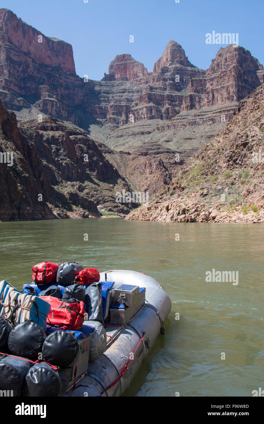 Expedition raft in lowere reaches of Grand Canyon, Colorado River ...