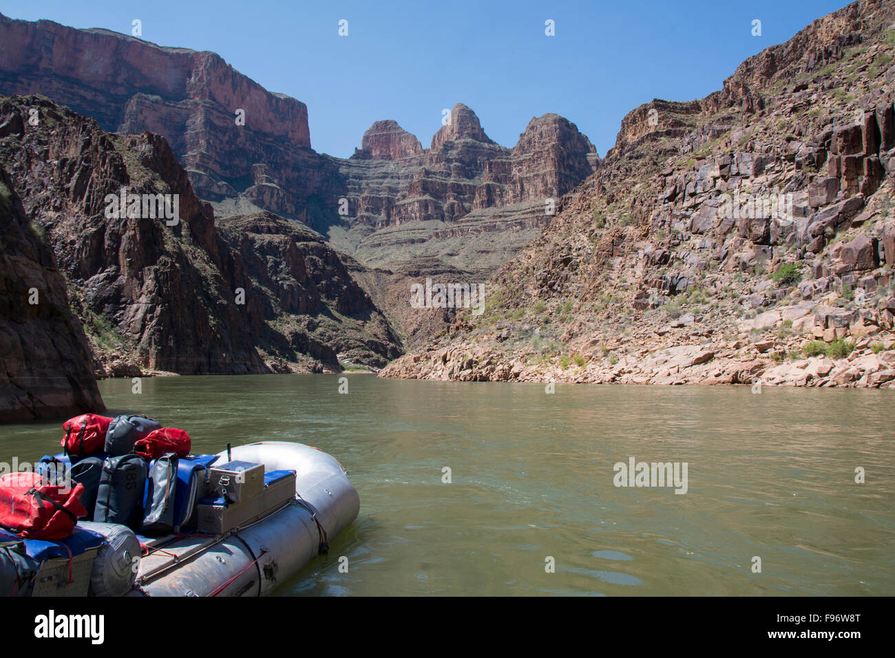 Expedition raft in lowere reaches of Grand Canyon, Colorado River ...
